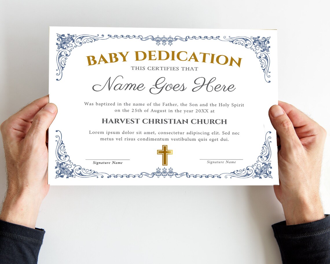 Editable Baby Dedication Certificate Template, Child Dedication ...