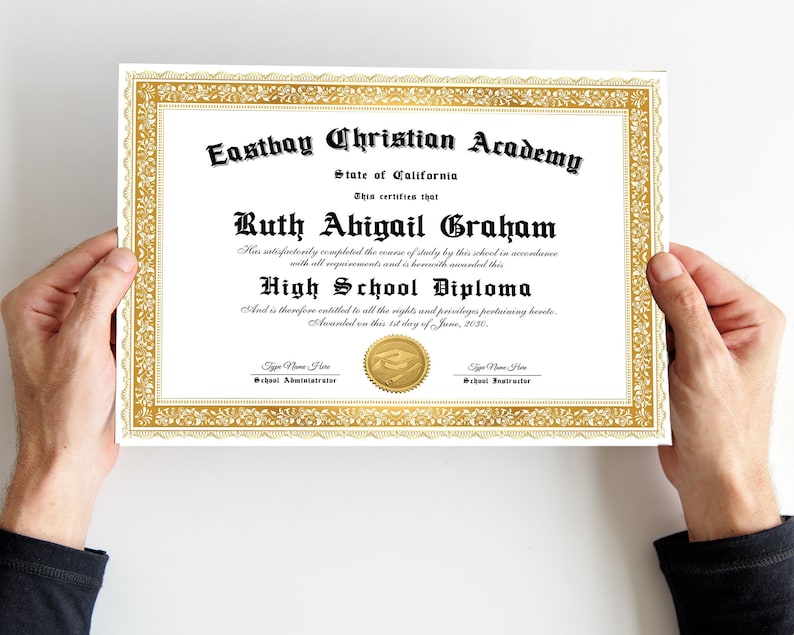 DIY Editable Diploma Customizable Highschool, Homeschool, College or ...