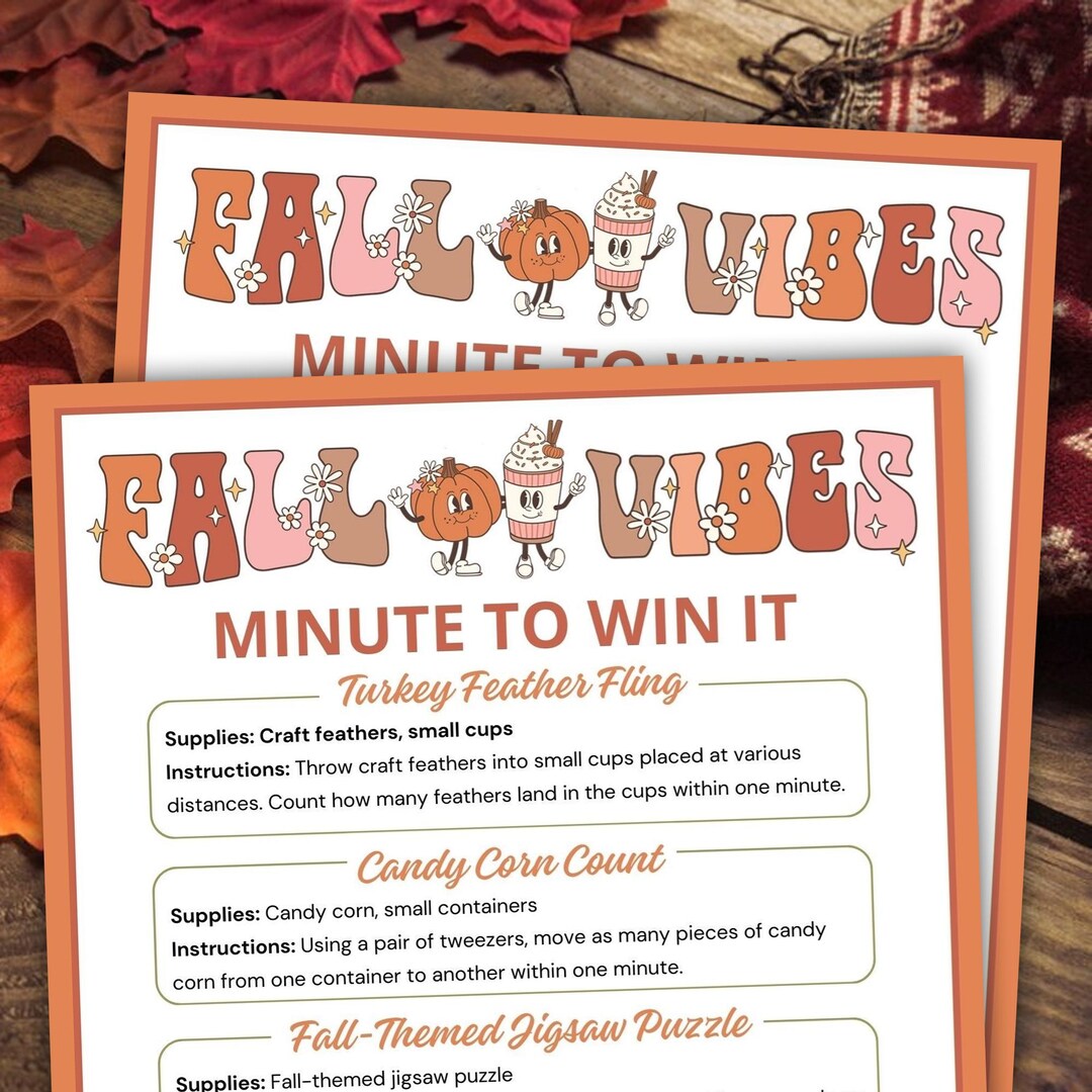 Fall Minute to Win It Games, Printable Fall Games, Autumn Party Games ...