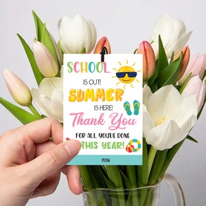 School is Out Summer is Here Teacher Appreciation Tags, End of School ...