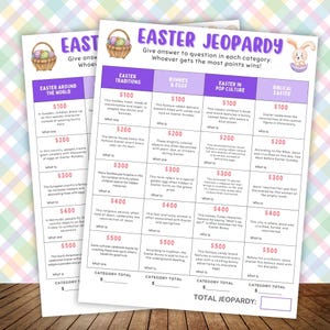 Easter Trivia Game, Easter Jeopardy, Easter Seniors Game, Easter School ...