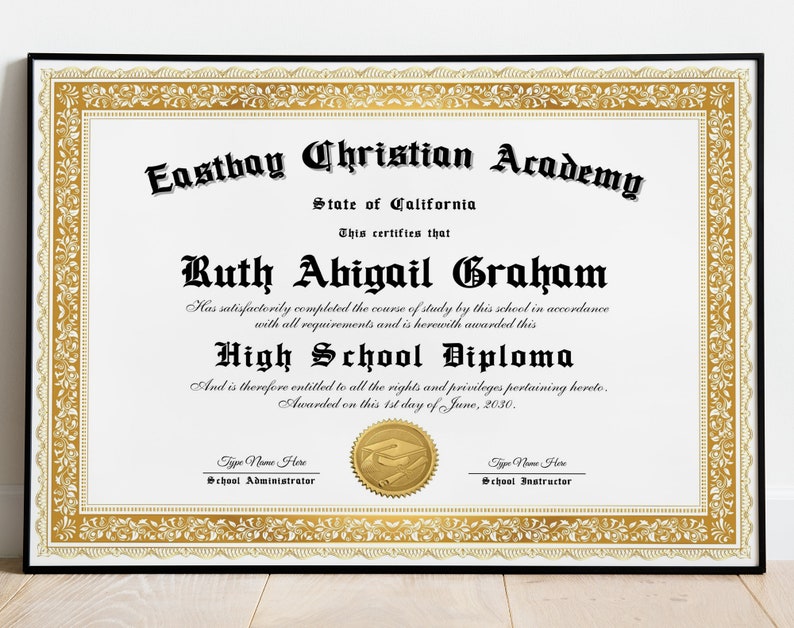 DIY Editable Diploma Customizable Highschool, Homeschool, College or ...
