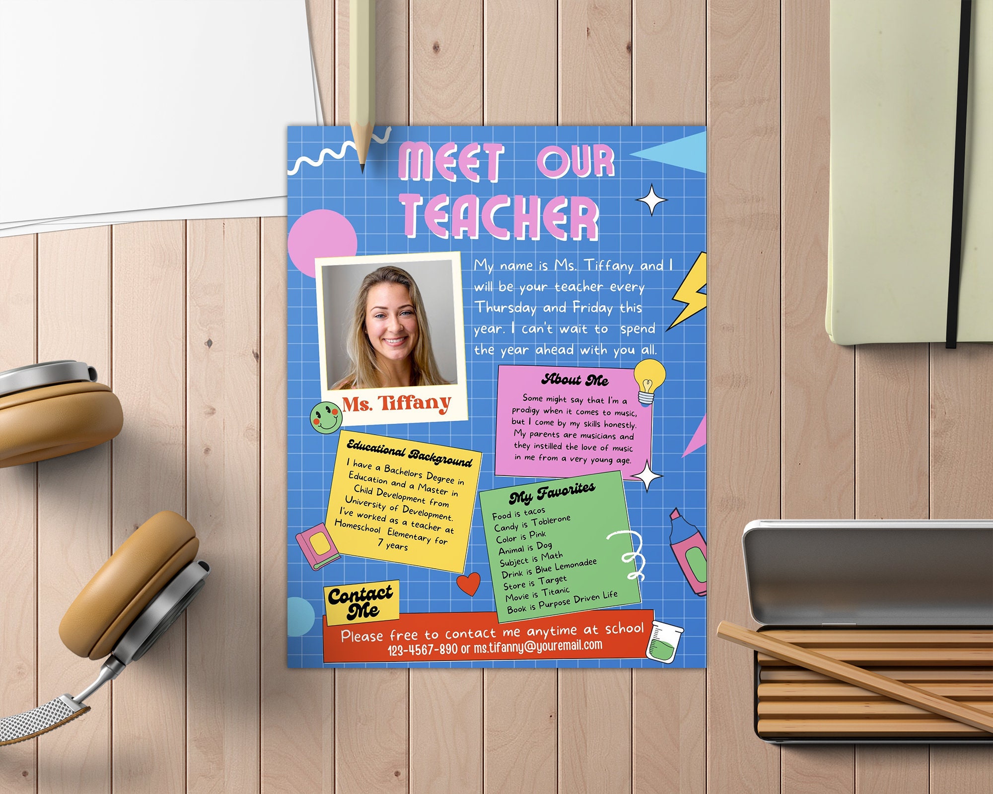 Meet the Teacher Editable Template Groovy, All About Me Teacher, Back ...