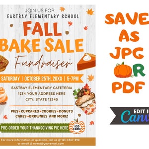 Editable Fall Bake Sale , Fall Festival Flyer, Fall Flyer Template ...