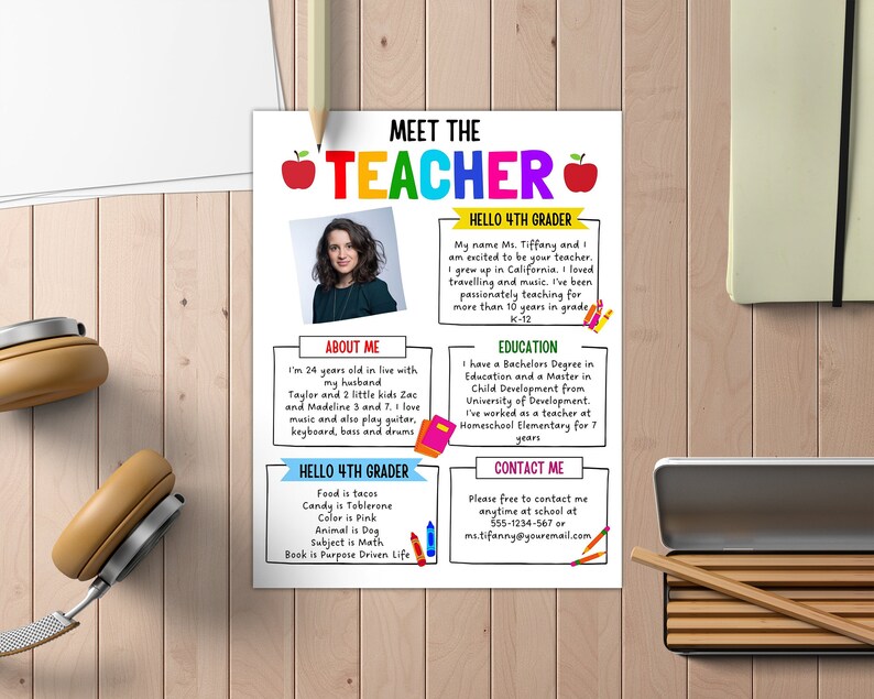 Colorful Meet the Teacher Editable Template Letter Flyer Set - Etsy