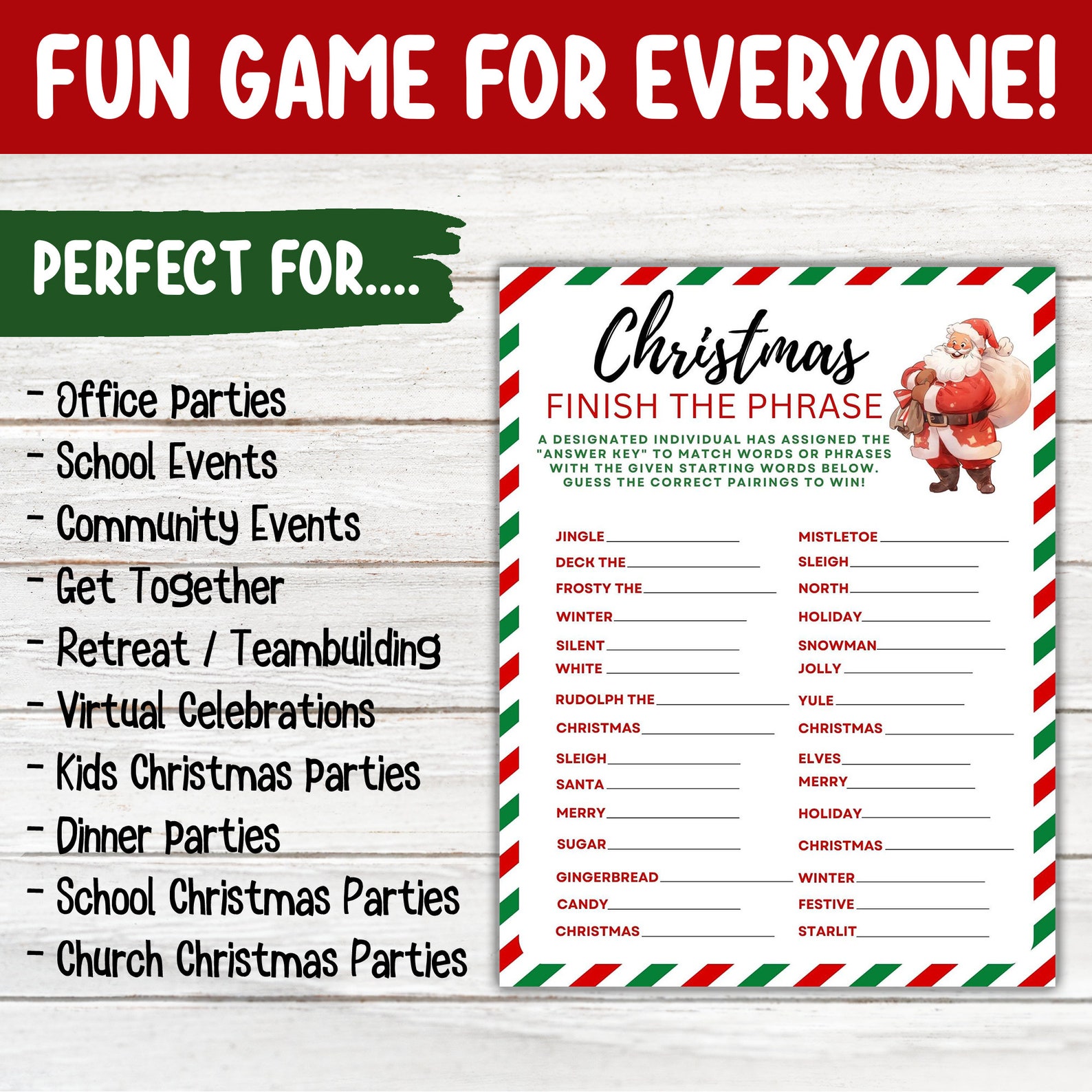 Christmas Phrase Game, Finish the Christmas Phrase, Christmas Family ...