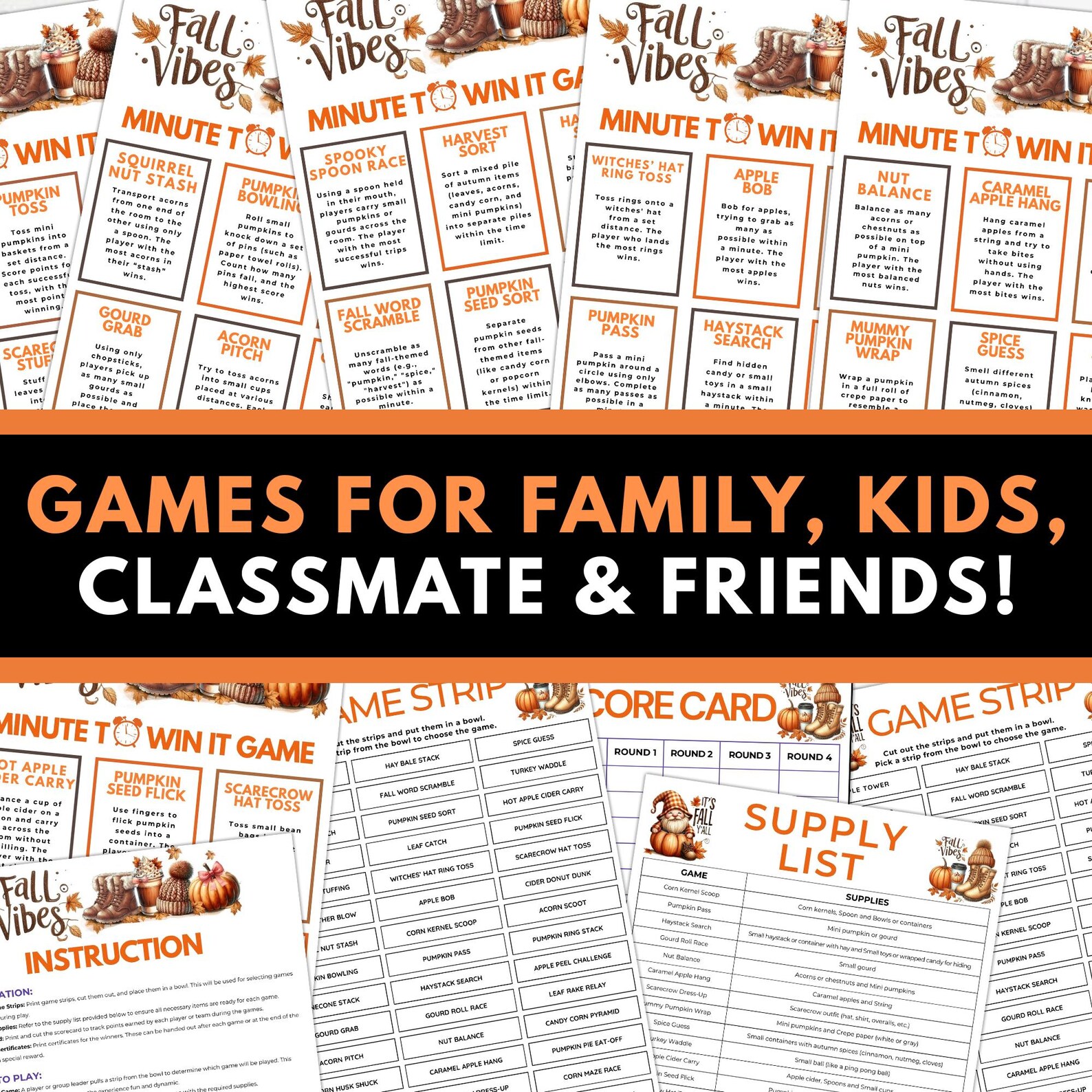 Halloween Minute to Win It Games, October Group Party Games for Kids ...