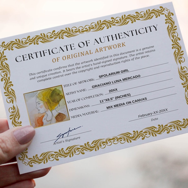 Certificate of Artist Authenticity - Etsy