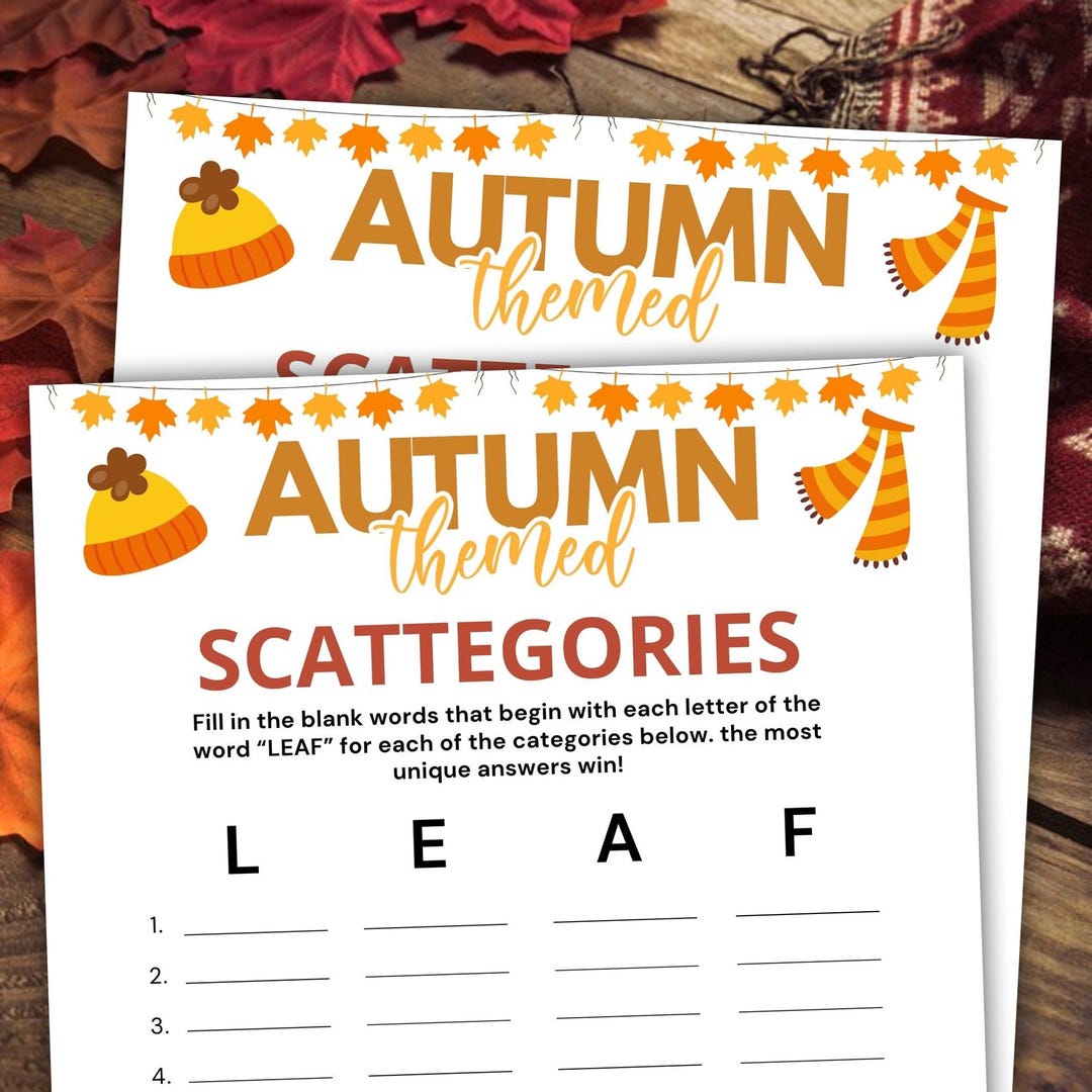 Scattergories Fall Printable Game, Autumn Games Printable, Fall Games ...