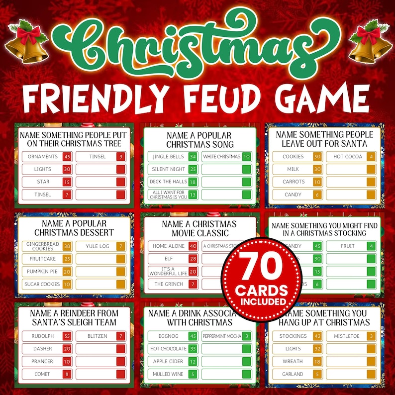 Christmas Friendly Feud Game, Printable Christmas Game, Christmas Party ...