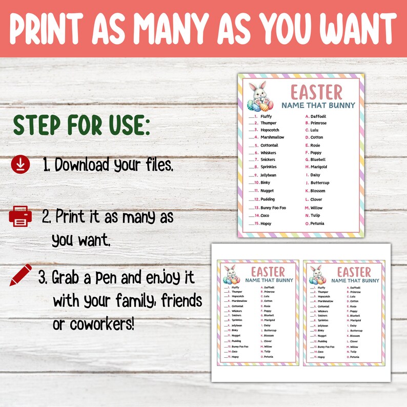 Name That Bunny Game Easter Trivia Game Spring Activity Easter Games ...