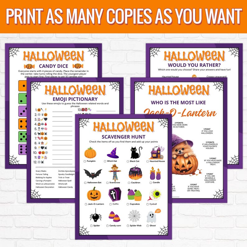 Halloween Printable Game Bundle | Halloween Party Games | Halloween ...