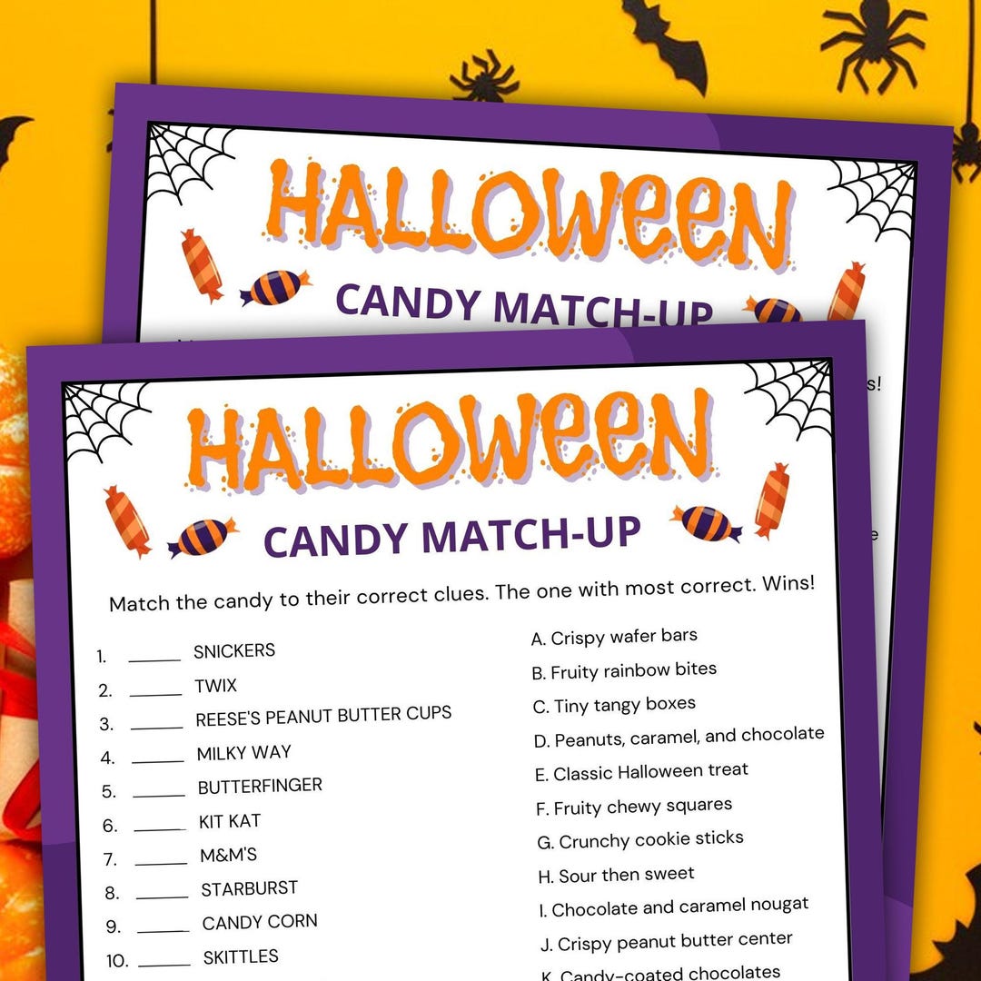 Halloween Candy Match-up Game, Printable Trivia (digital Download) - Etsy