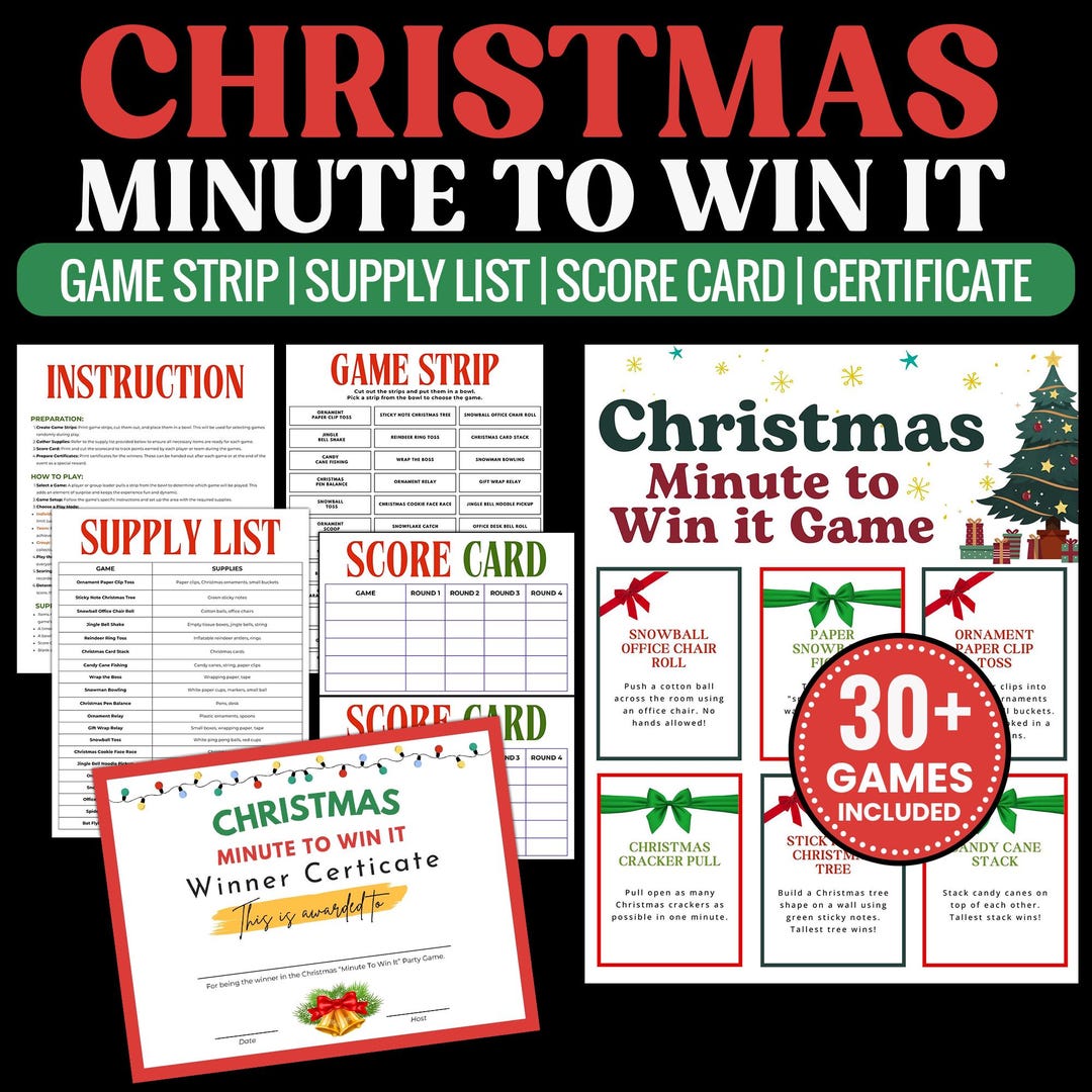 Christmas Minute to Win It Games, Printable Holiday Activity (digital ...