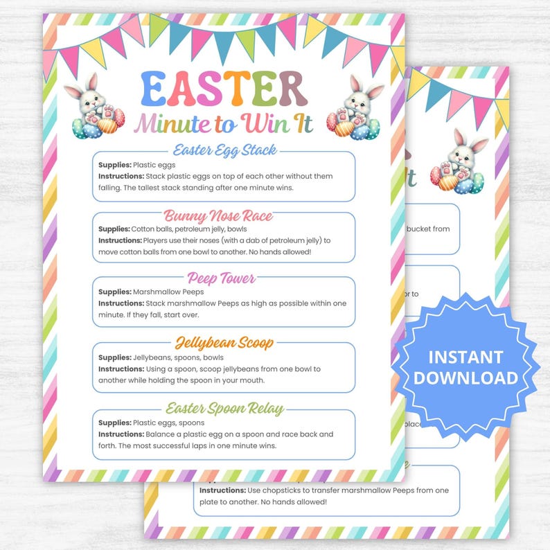 Easter Minute to Win It Games, Quick One Minute Games, Easter ...