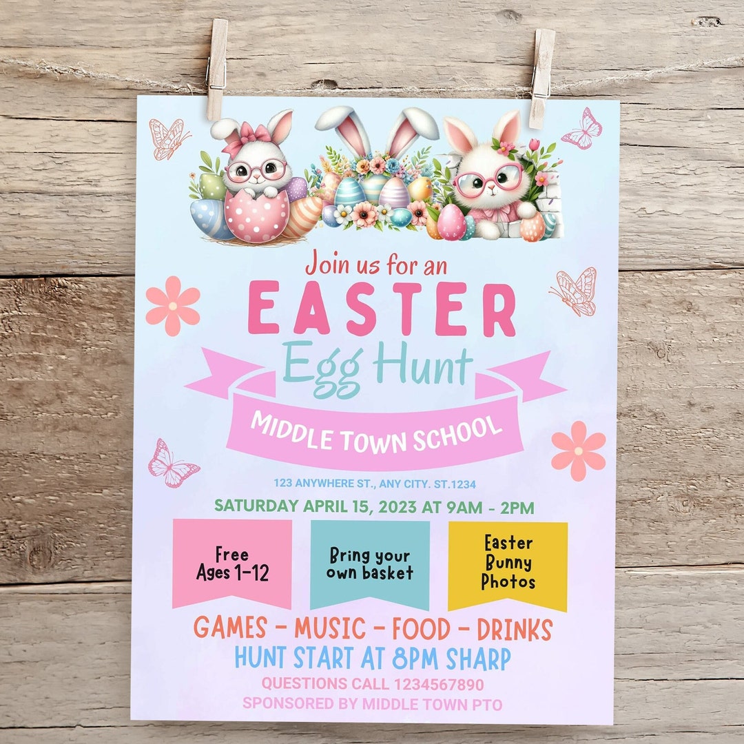 Editable Easter Egg Hunt Invitation, Canva Template (digital Download ...