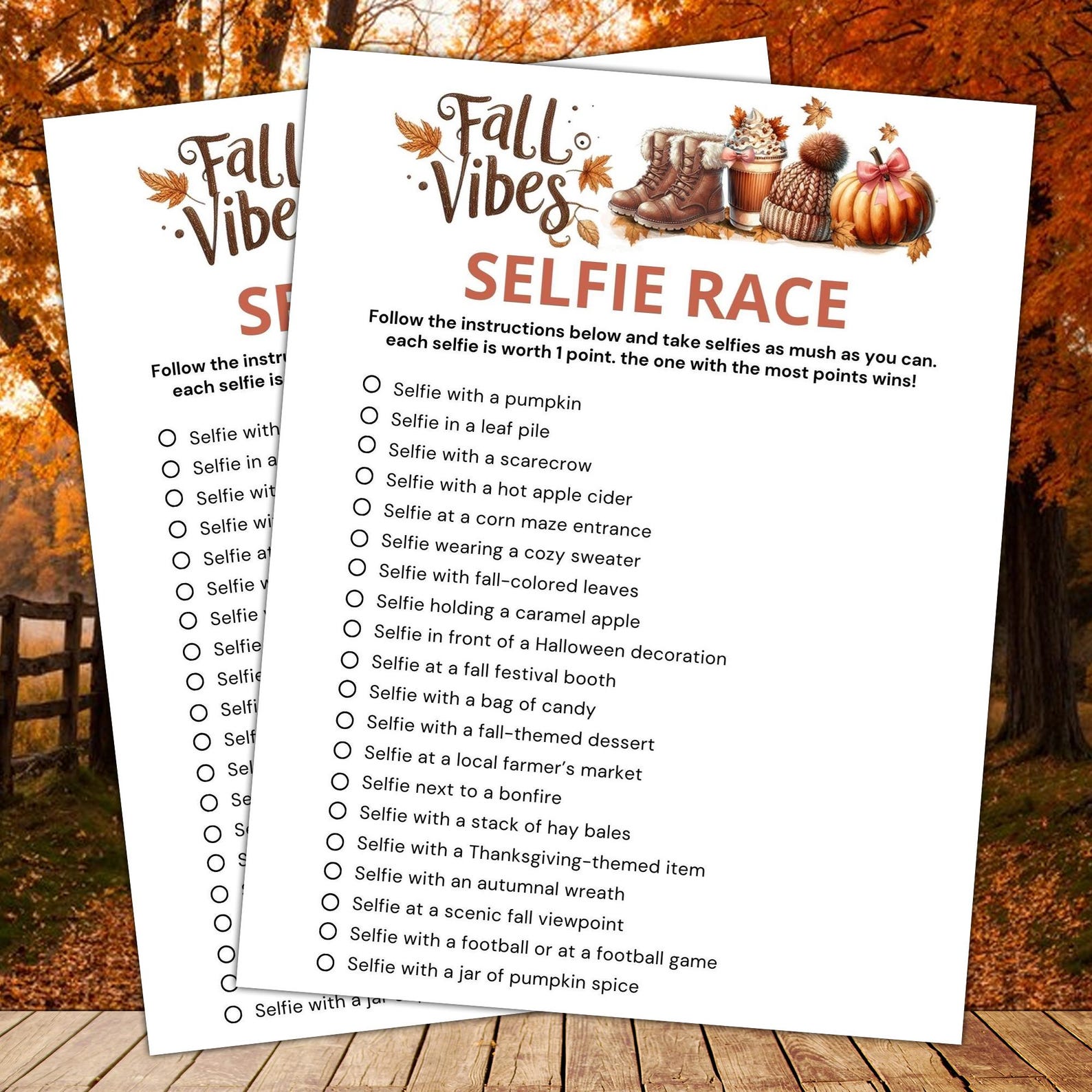 Fall Selfie Race Game Printable Autumn Games Fall Time Activities for ...