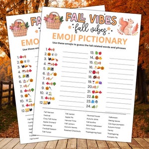 Fall Emoji Pictionary Game: Printable Autumn Thanksgiving Activity ...