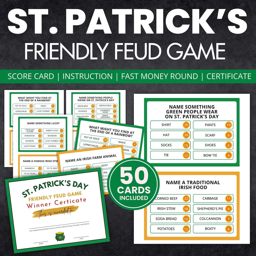 St. Patrick's Day Feud Game | Family Trivia (instant Download) - Etsy