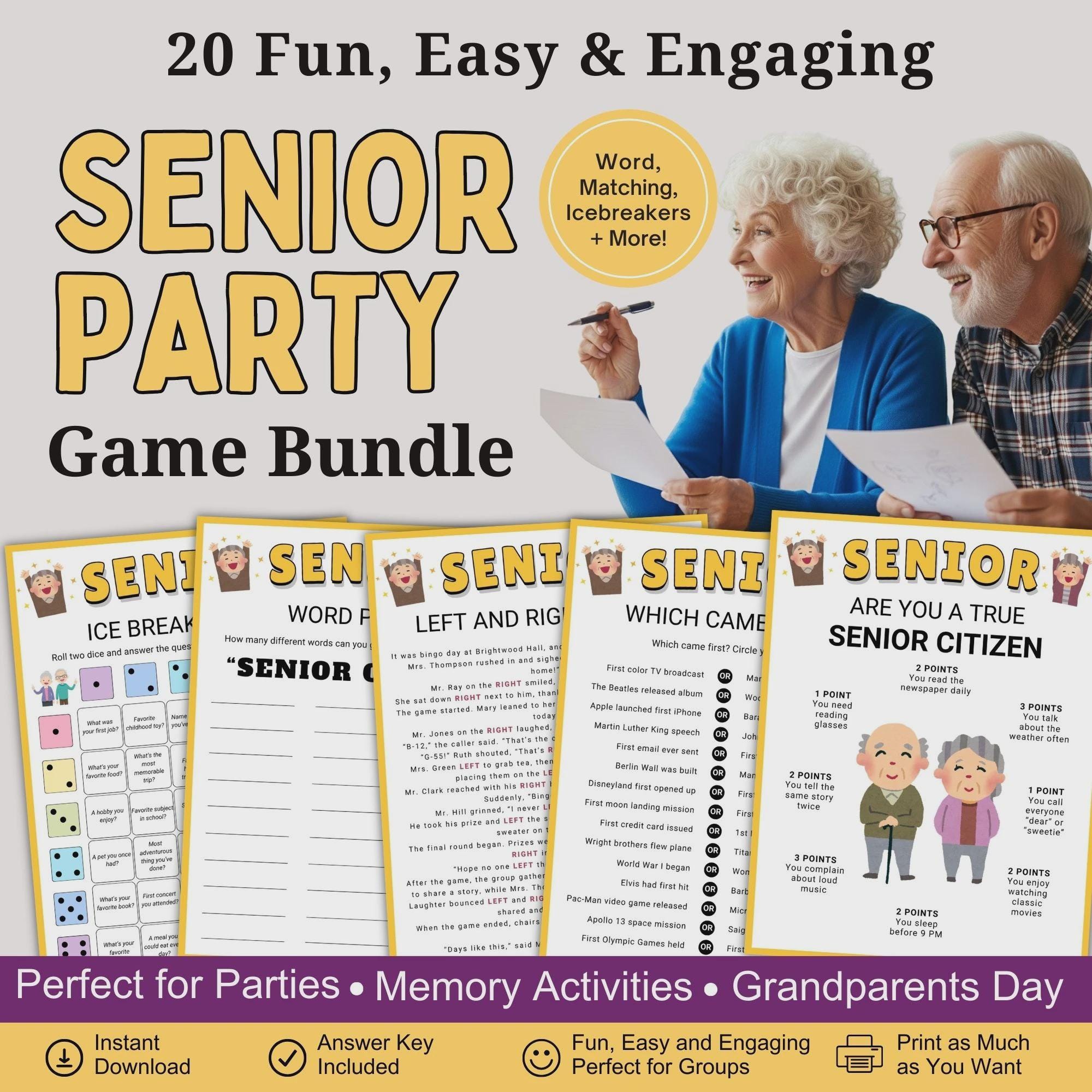 Printable Senior Games Bundle: 20 Fun Elderly Activities (digital ...