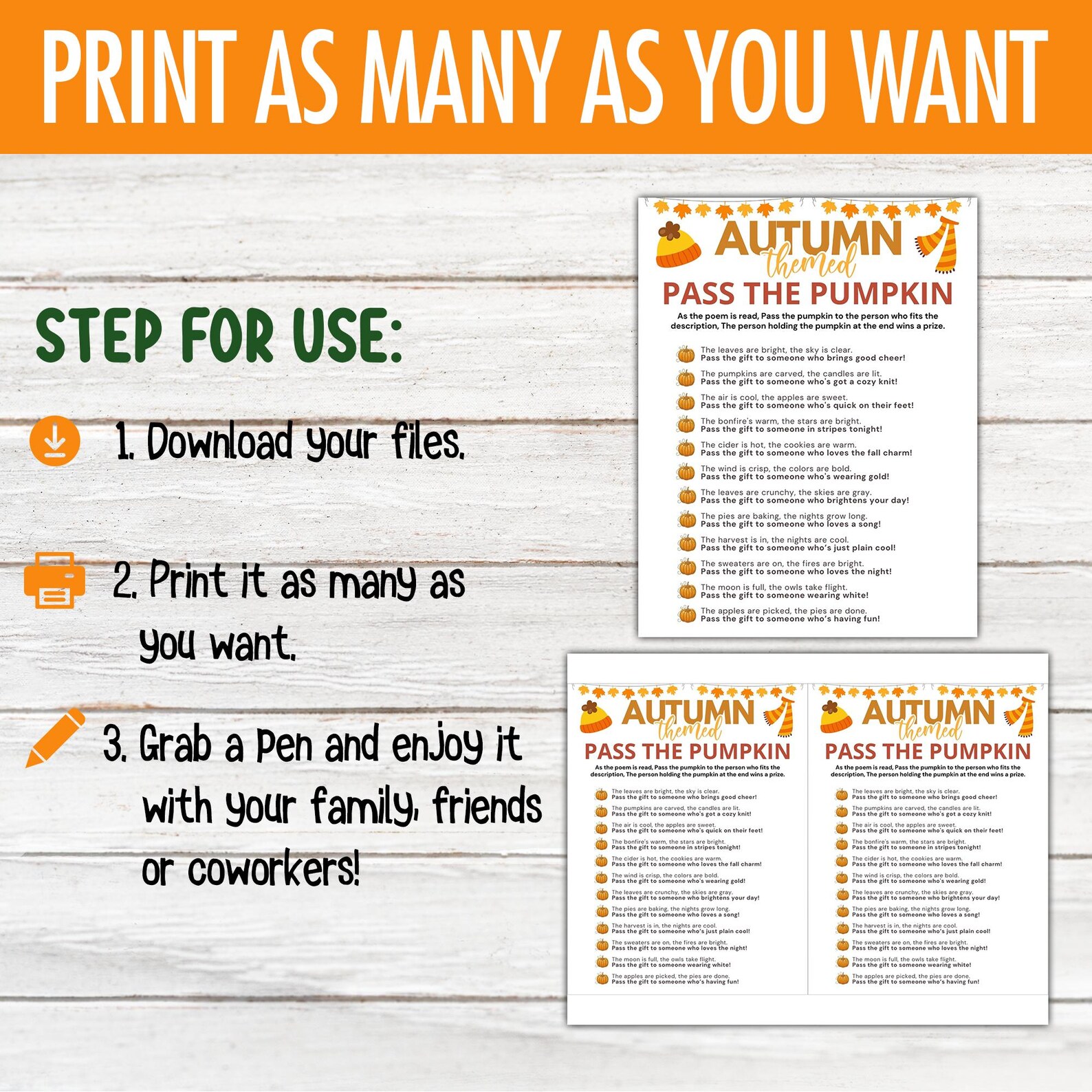 Autumn Pass the Pumpkin Game | Printable Fall Activity (PDF) - Etsy