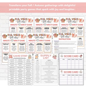 Fall Minute to Win It Games, Thanksgiving, Autumn Party (printable) - Etsy
