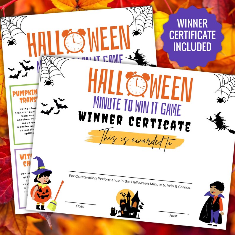 Halloween Minute to Win It Games, Printable Party Activities (digital ...