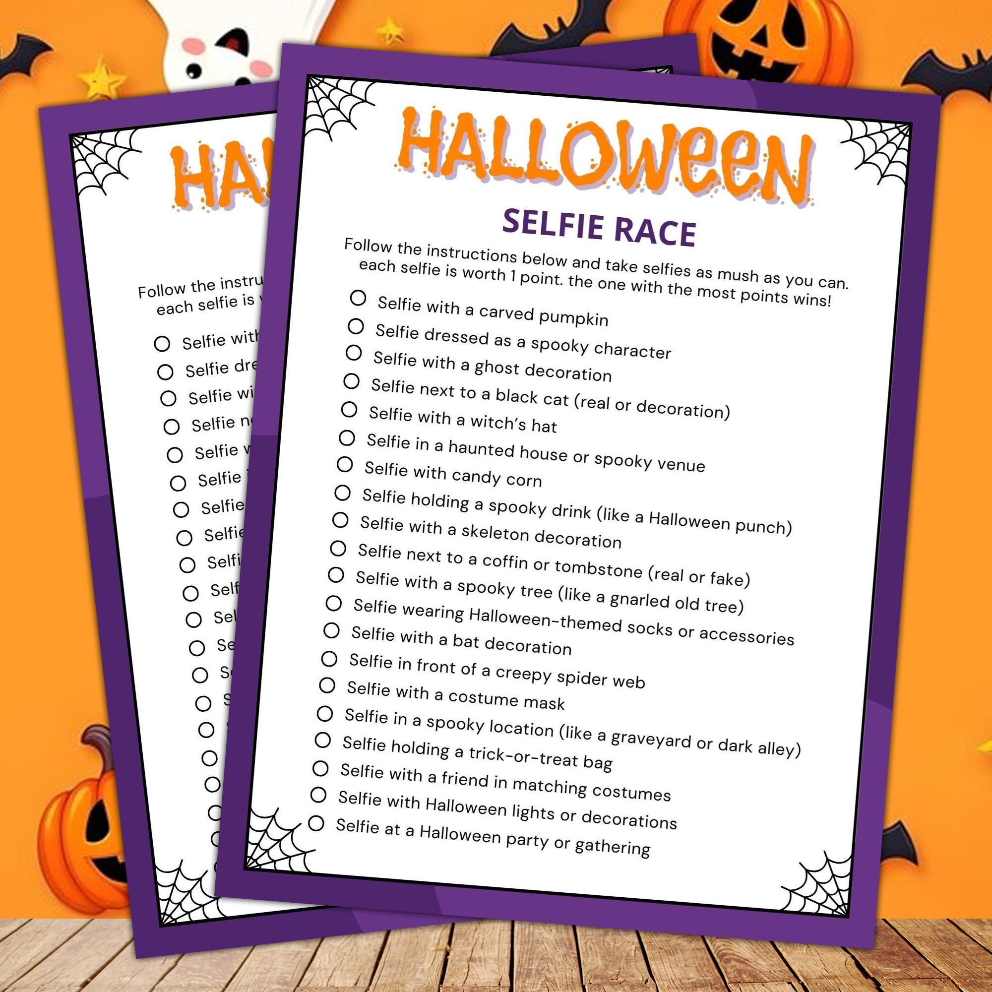 Halloween Selfie Photo Scavenger Hunt, Printable Halloween Game, Teen ...