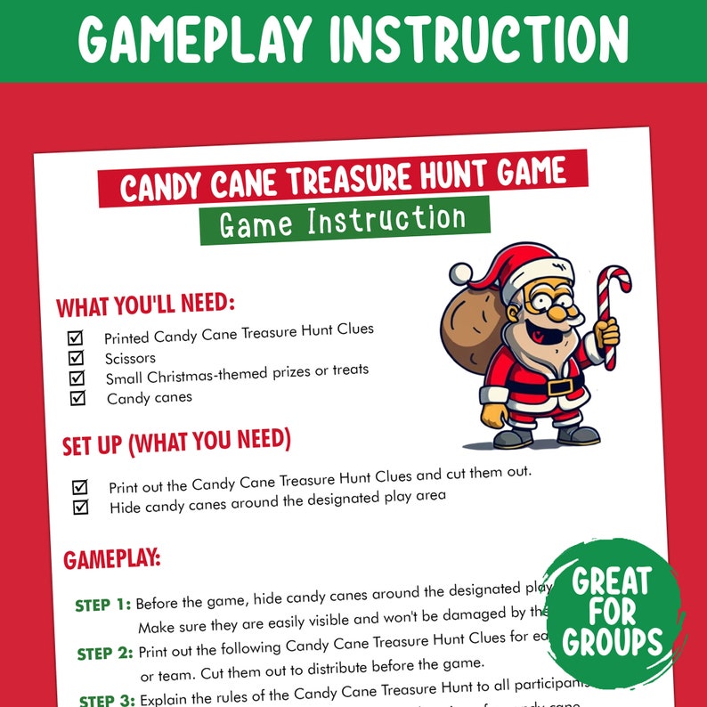 Candy Cane Treasure Hunt, Candy Cane Christmas Party Games, Christmas ...