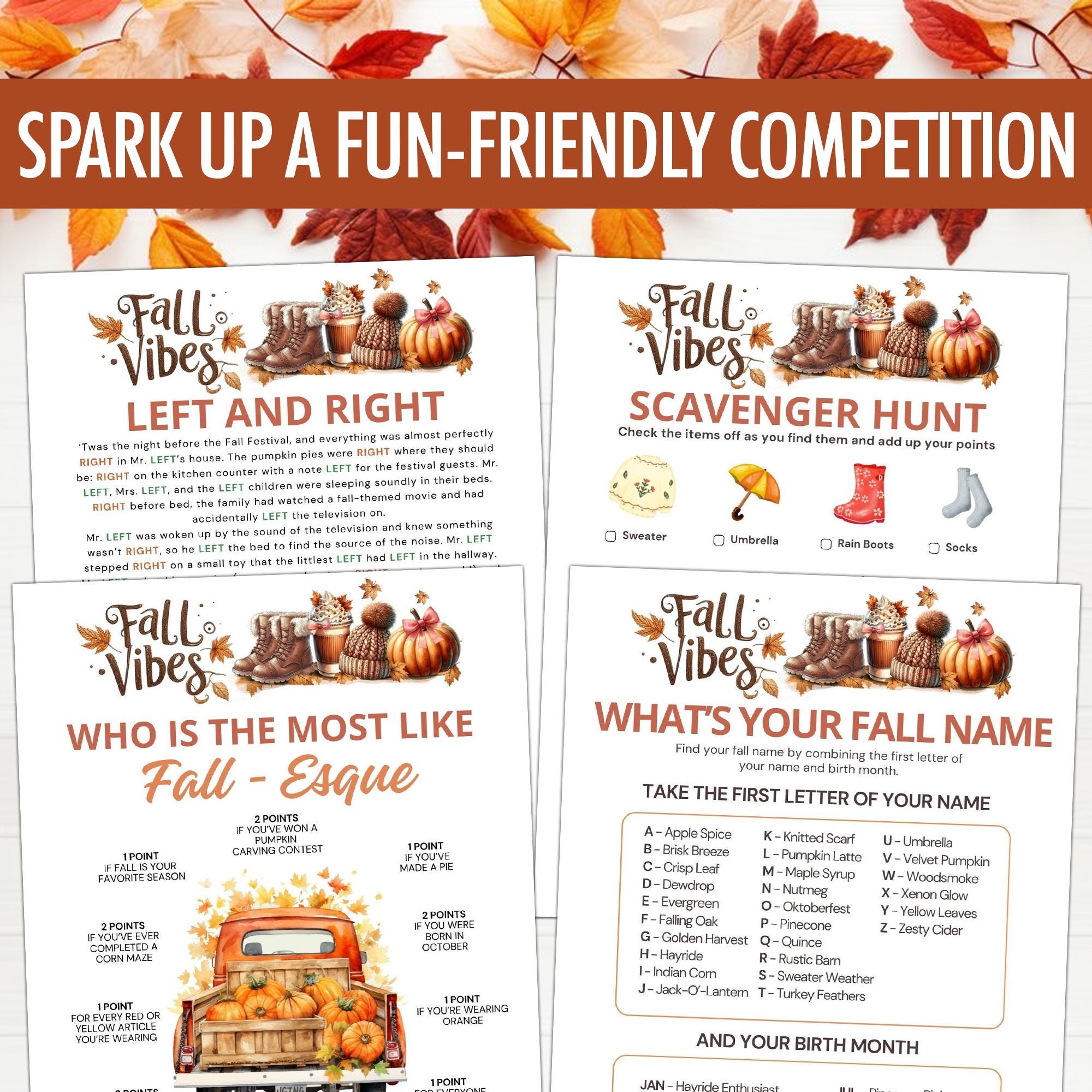 Fall Games Fall Games Printable Fall Party Games Autumn Games Autumn ...