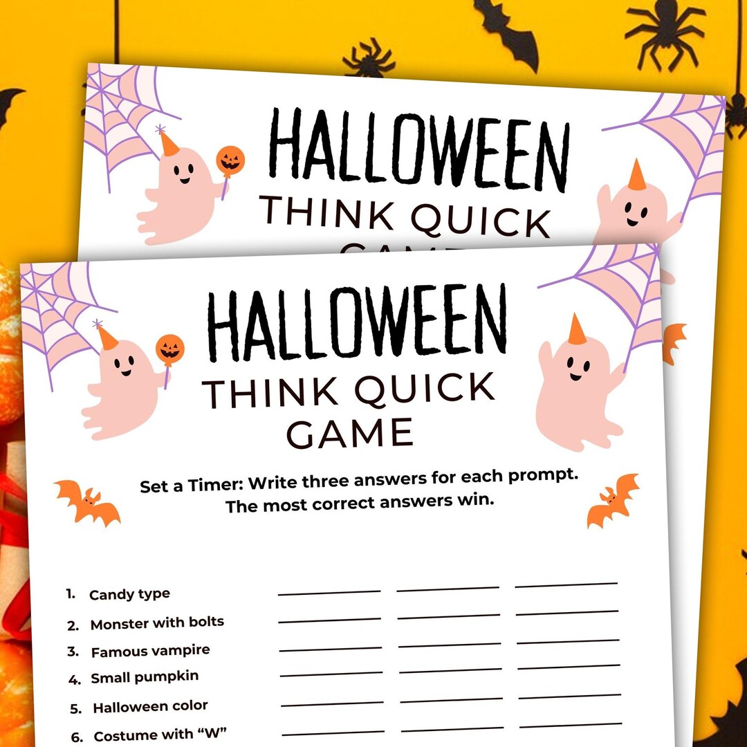 Halloween Think Quick Game, Printable Halloween Game for Kids, Teens ...