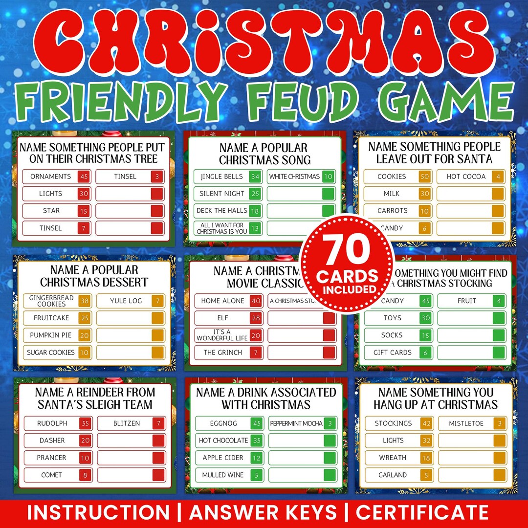 Christmas Friendly Feud Game, Printable Christmas Game, Christmas Party ...