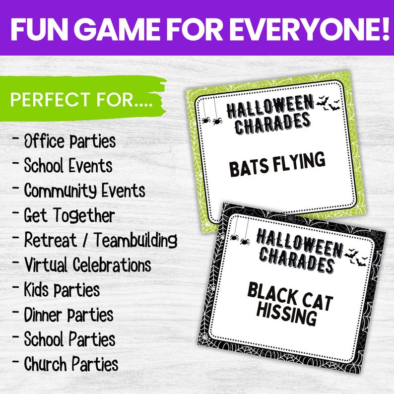 Halloween Charades Game, Spooky Fun (instant Download) - Etsy