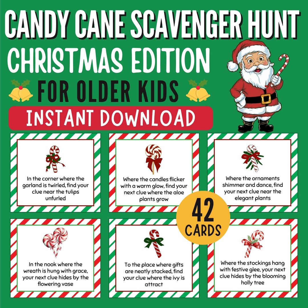 Candy Cane Treasure Hunt, Candy Cane Christmas Party Games, Christmas ...