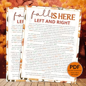 Fall Left Right Story Game, Autumn Party (digital Download) - Etsy