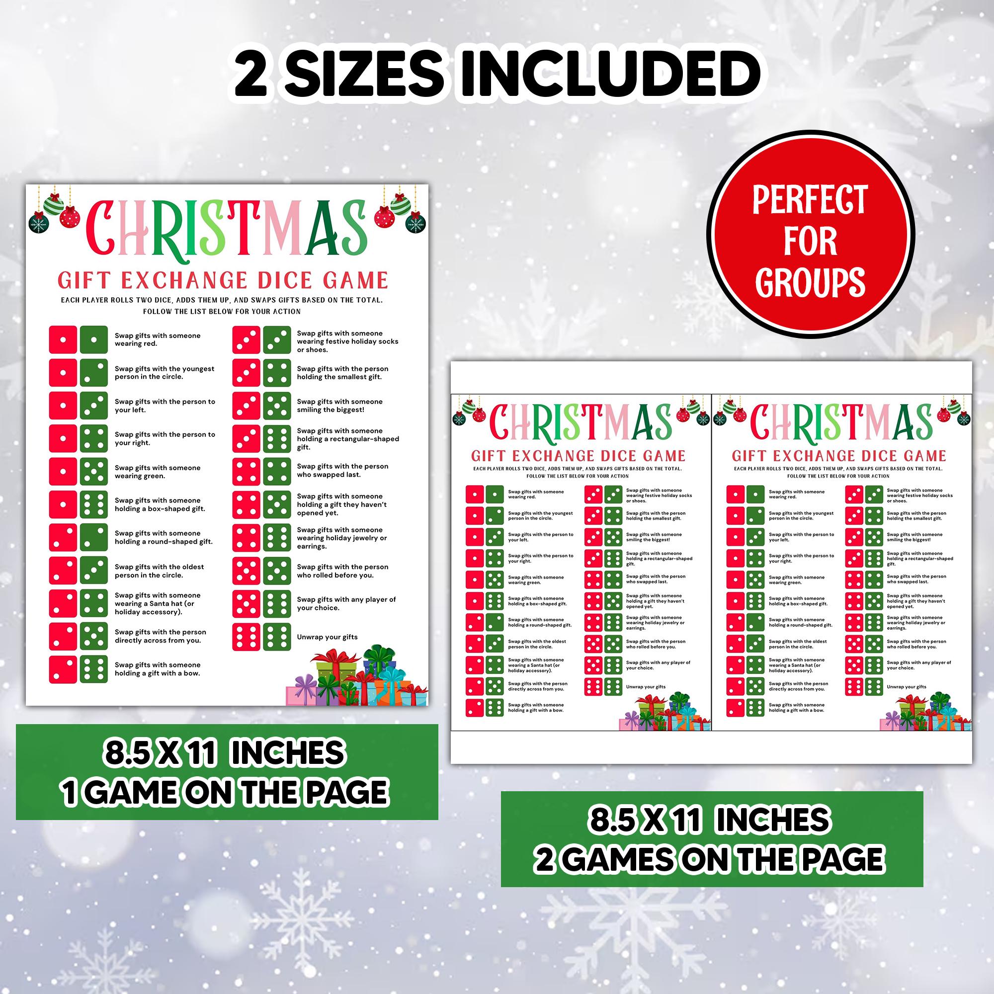 Christmas Gift Exchange Dice Game, Holiday Party (pdf Instant Download ...