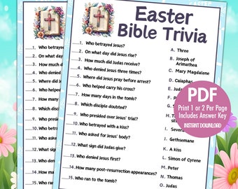 Easter Religious Games, Easter Bible Trivia Easter Printable Party ...