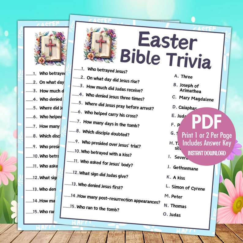 Easter Bible Trivia, Printable Party Games, Easter Family Games ...