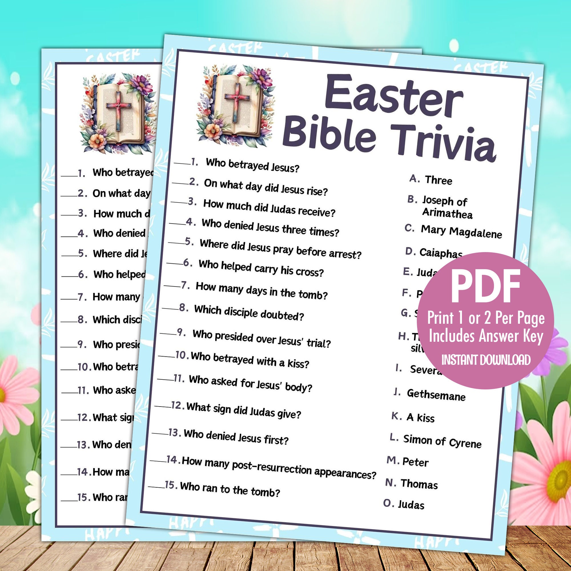 Easter Bible Trivia, Printable Party Games, Easter Family Games ...