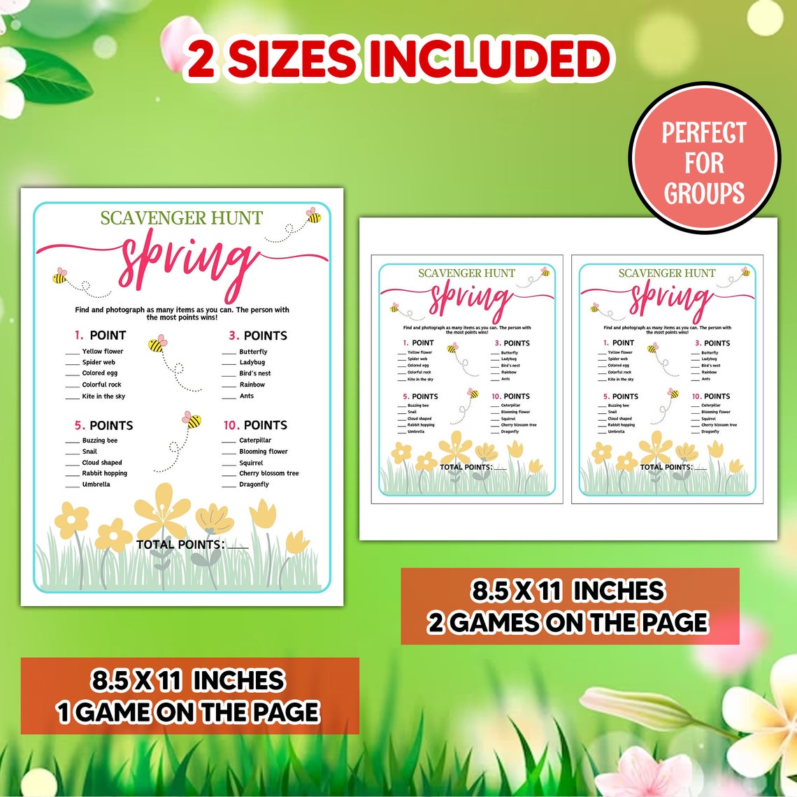 Spring Scavenger Hunt, Printable Spring Party Game for Kids & Adults ...