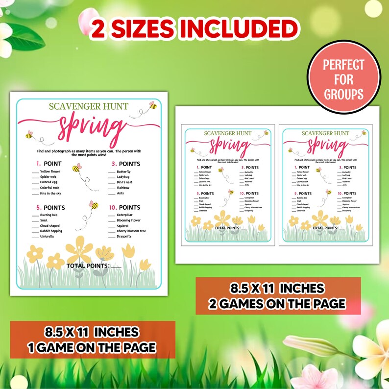 Spring Scavenger Hunt, Printable Spring Party Game for Kids & Adults ...