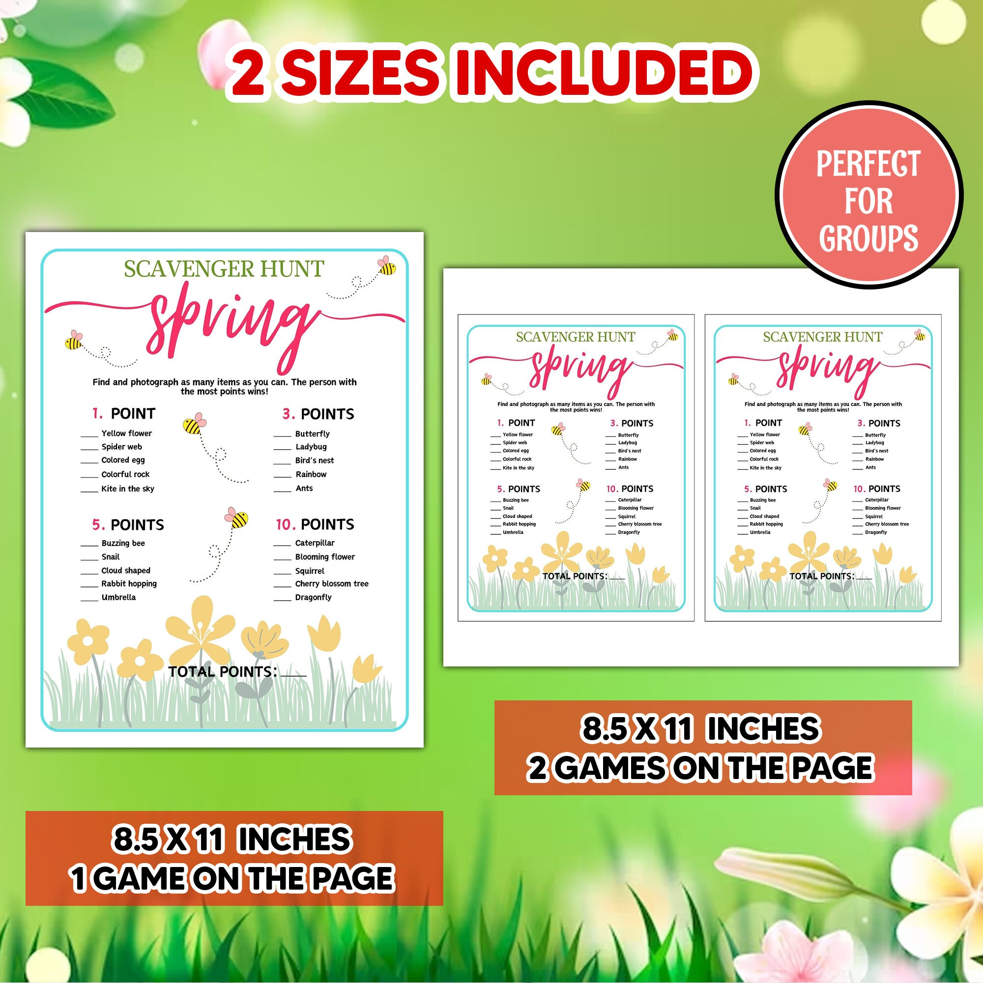 Spring Scavenger Hunt, Printable Spring Party Game for Kids & Adults ...