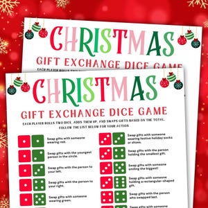 Roll the Dice Christmas Gift Exchange Game, Christmas Printable Game ...