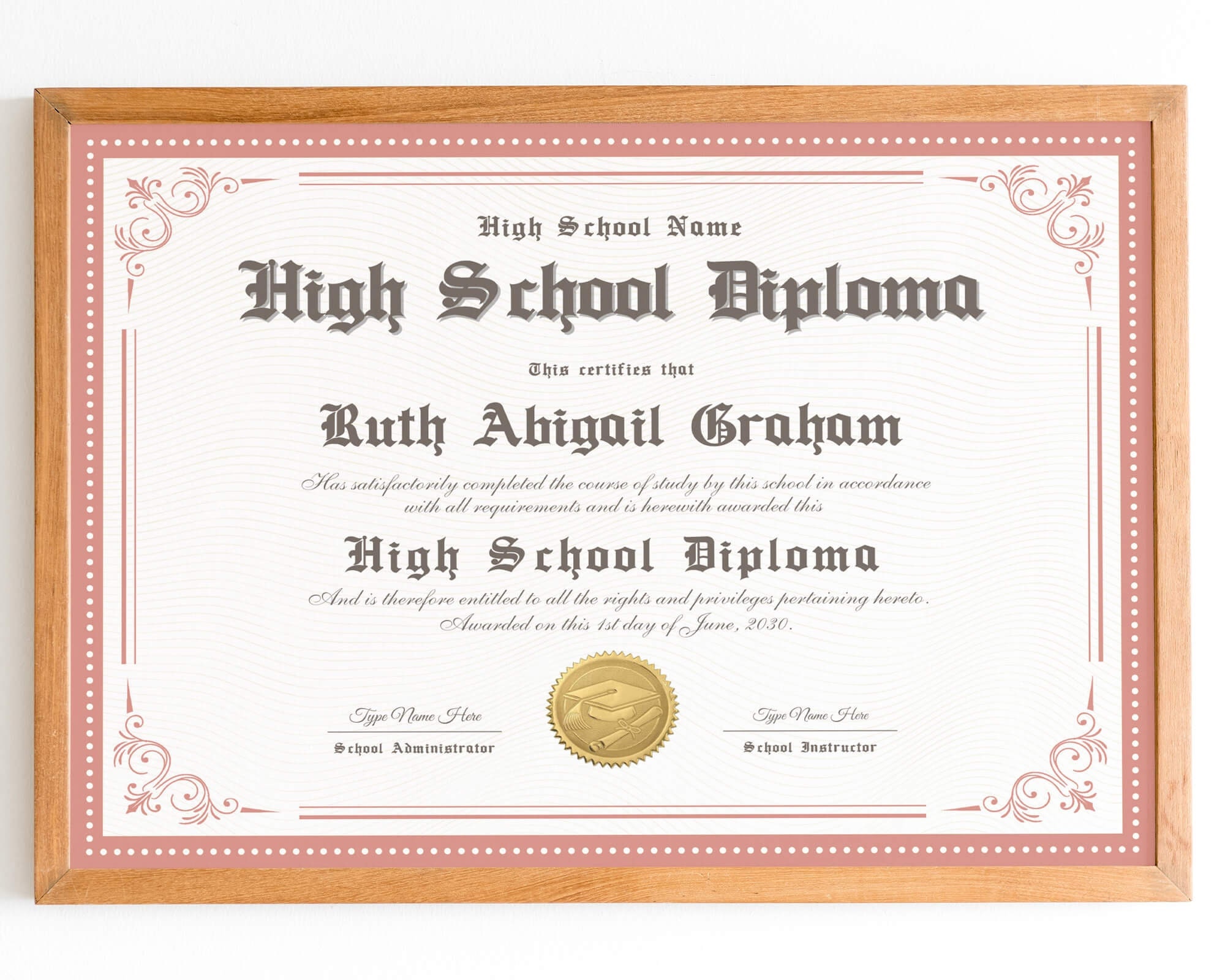 Editable Homeschool Diploma Template, Ged Highschool Custom Diploma ...