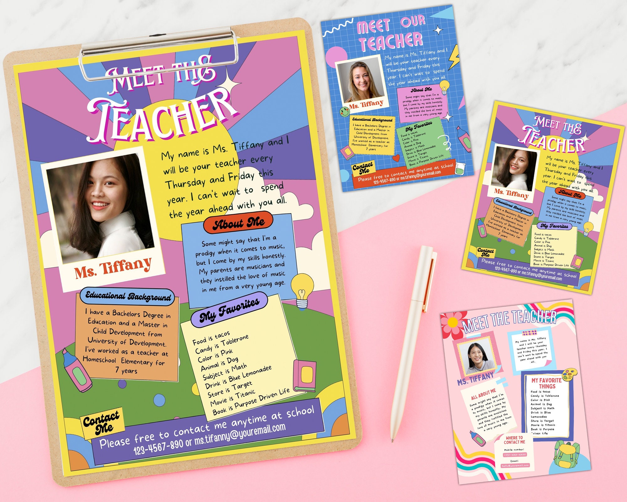 Meet the Teacher Editable Template Groovy, All About Me Teacher, Back ...