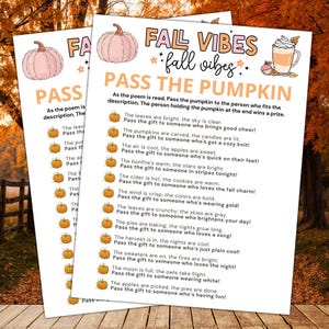 Fall Pass the Pumpkin Game | Printable Autumn Games | Fall Time ...
