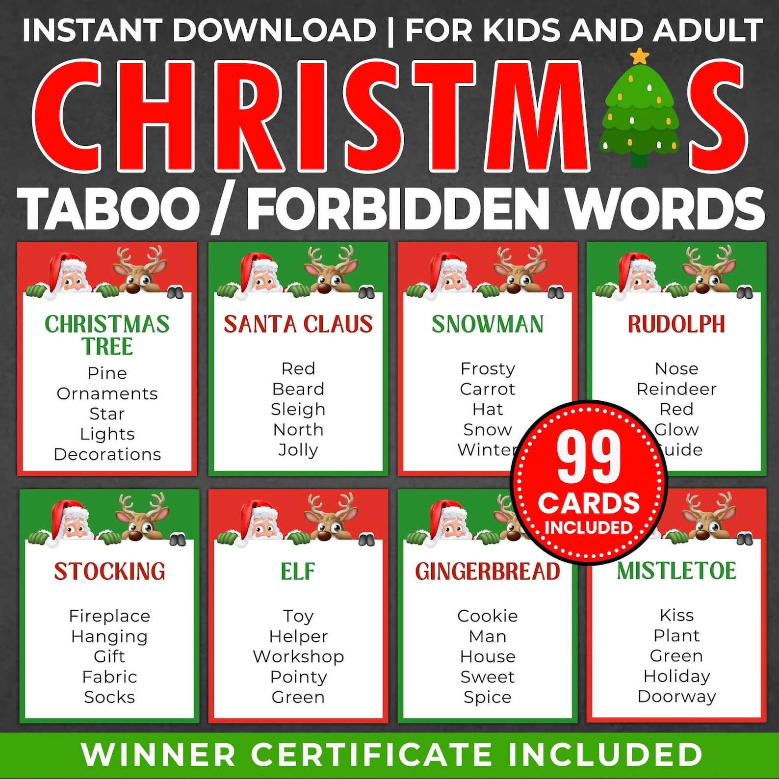 Christmas Taboo Game | Christmas Party Game | Don't Say | Forbidden ...