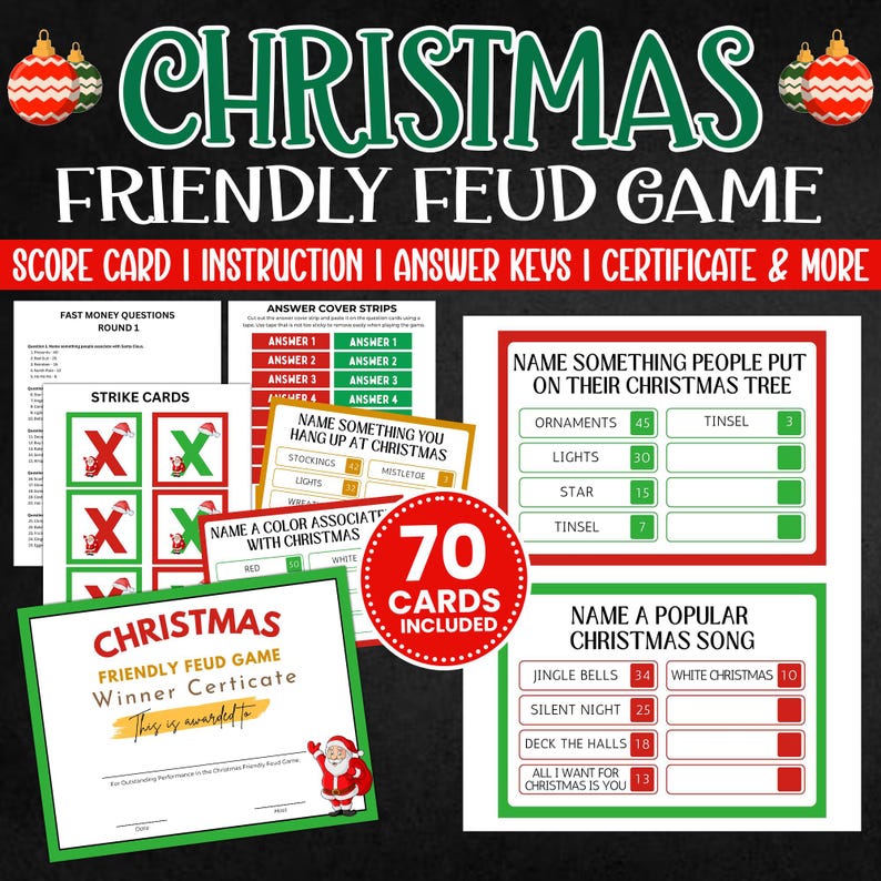 Christmas Friendly Feud Game | Printable Christmas Game | Christmas ...
