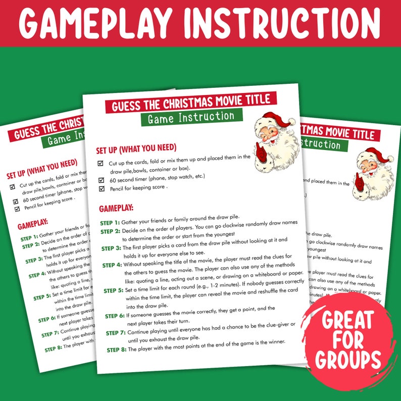Christmas Name the Movie Game, Printable Christmas Party Game, Guess ...