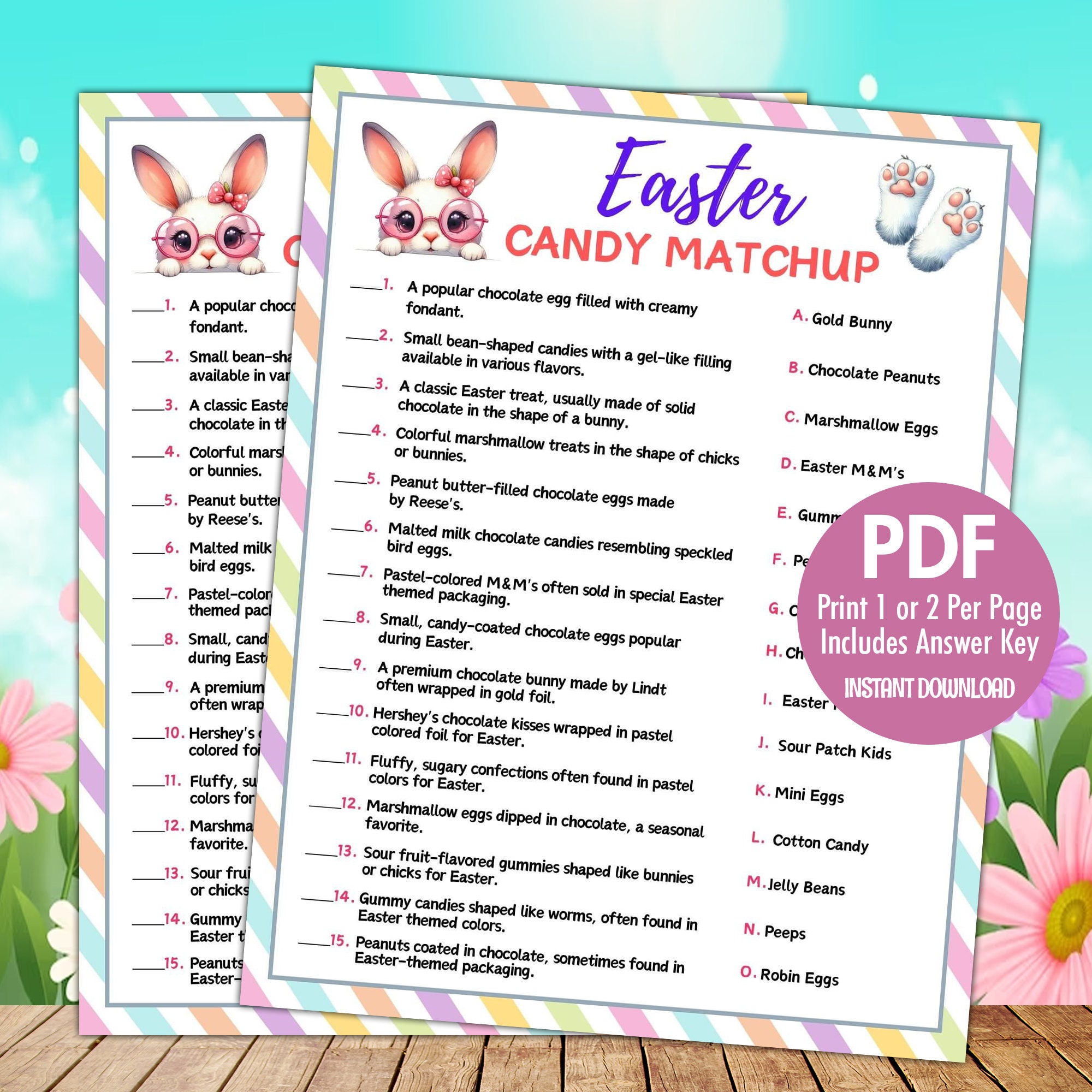 Easter Candy Matchup Game | Printable Party Activity (PDF) - Etsy